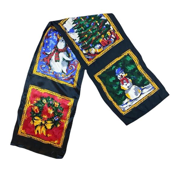American Vintage | Accessories | Vintage Christmas Themed Silk Scarf ...